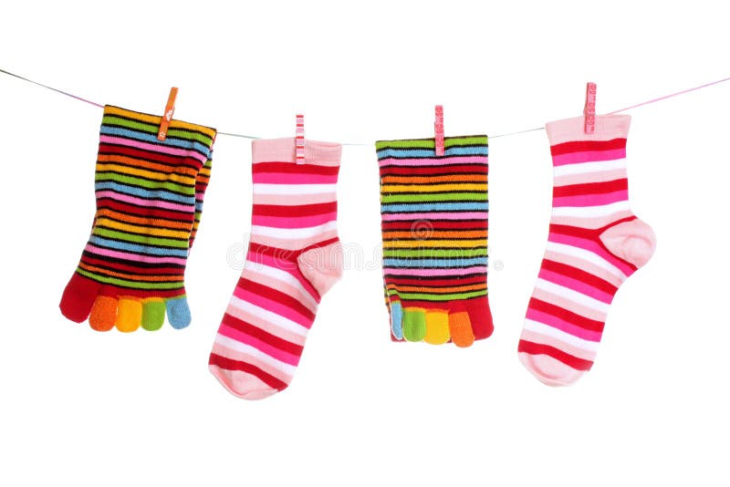 Socks on hanging stock photo. Image of housework, green - 66178464
