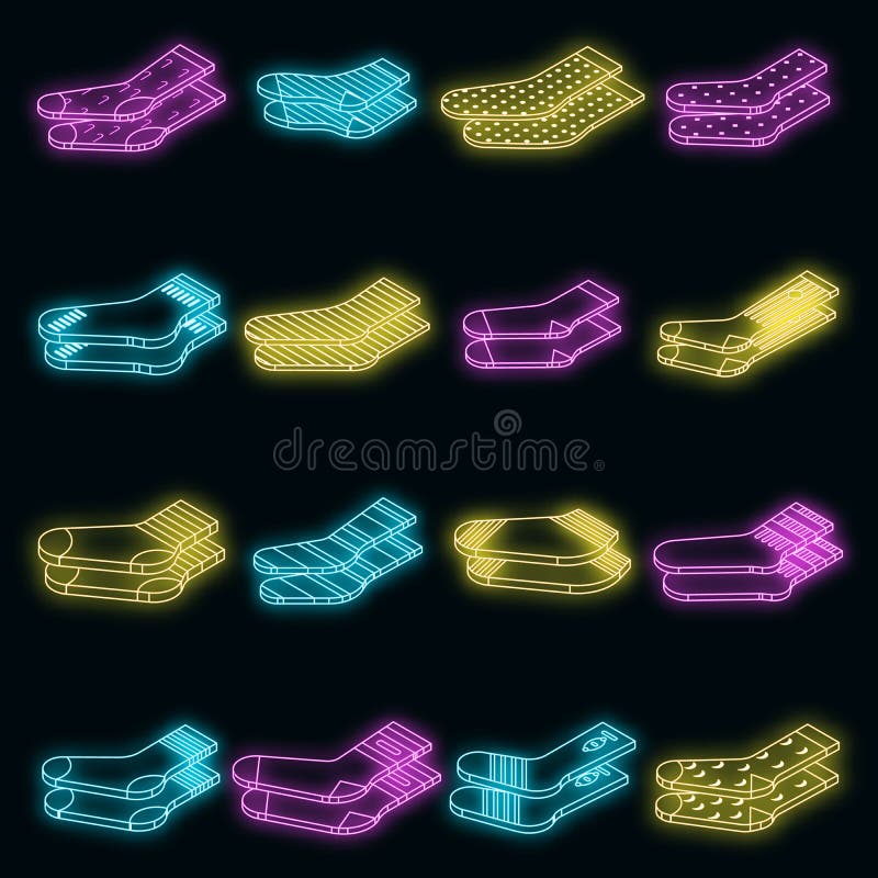 Socks Icons Set Vector Neon Stock Vector - Illustration of icons ...