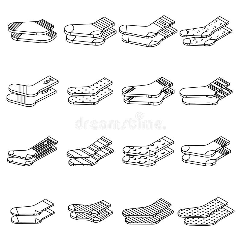Socks Icons Set Vector Outline Stock Vector - Illustration of stylish ...