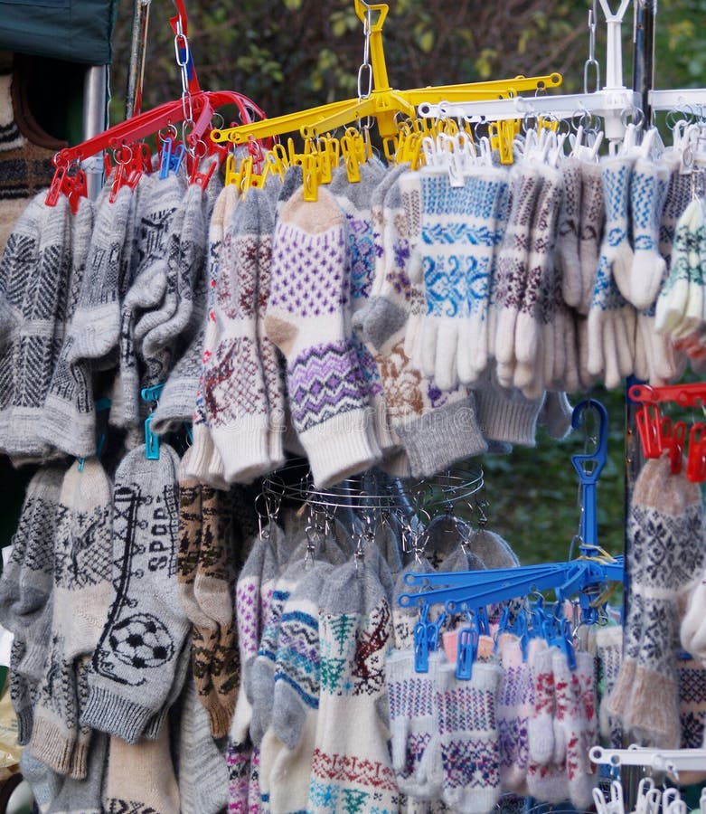 Socks and Mittens Made from Wool Stock Photo - Image of apparel ...