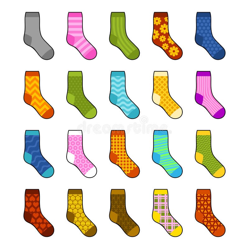 Socks Set with Different Color Patterns. Vector Stock Vector ...