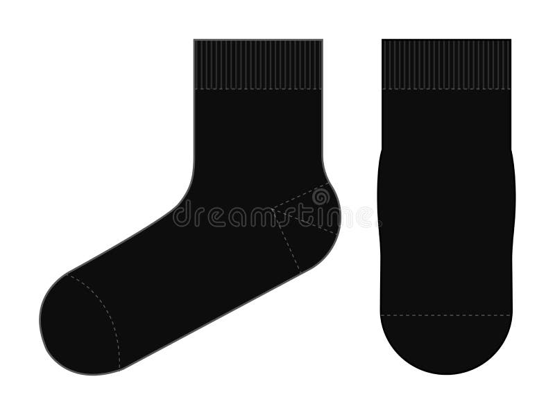 Socks Template Vector Illustration Front & Side View | Black Stock ...