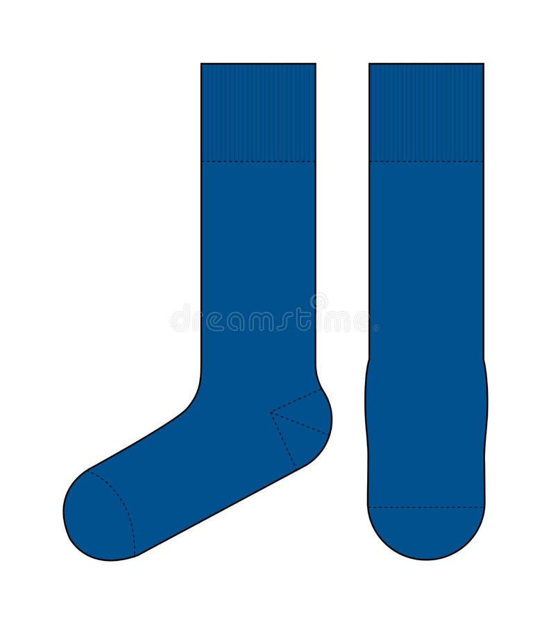 Socks Template Vector Illustration Front & Side View | Blue Stock ...