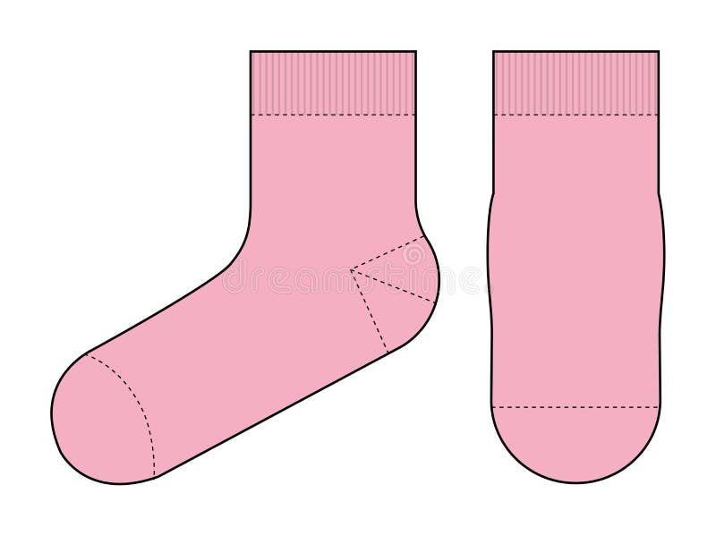 Socks Template Vector Illustration Front & Side View | Pink Stock ...