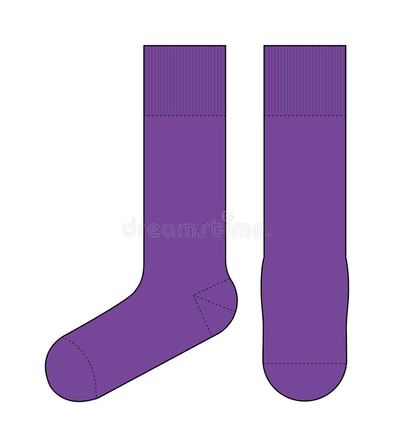 Socks Template Vector Illustration Front & Side View | Purple Stock ...