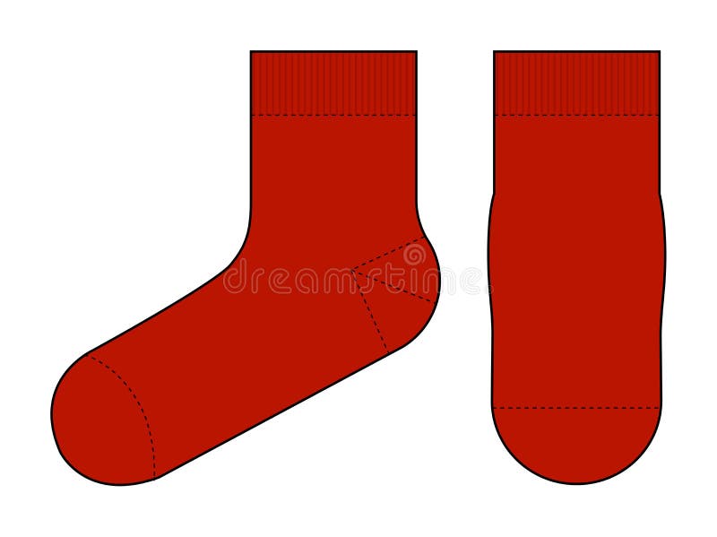 Socks Template Vector Illustration Front & Side View | Red Stock Vector ...
