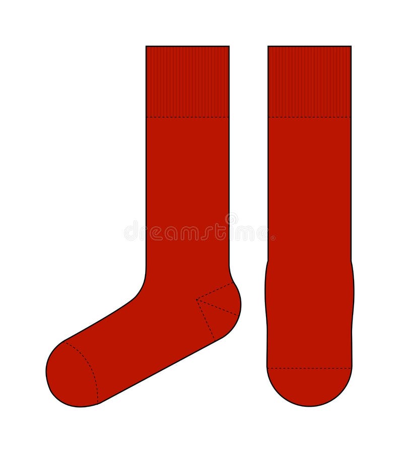 Socks Template Vector Illustration Front & Side View | Red Stock Vector ...