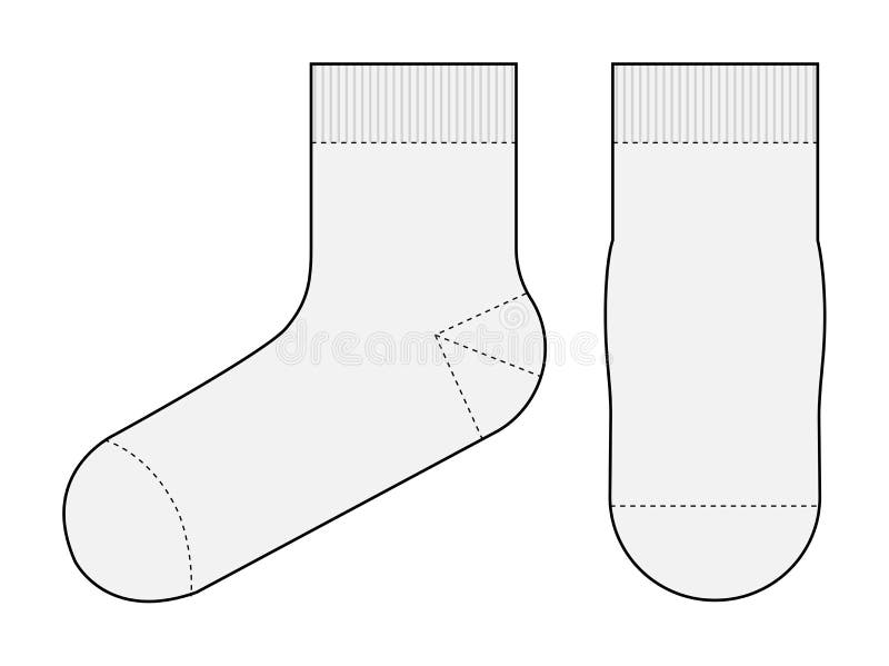 Socks Template Vector Illustration Front & Side View | White Stock ...