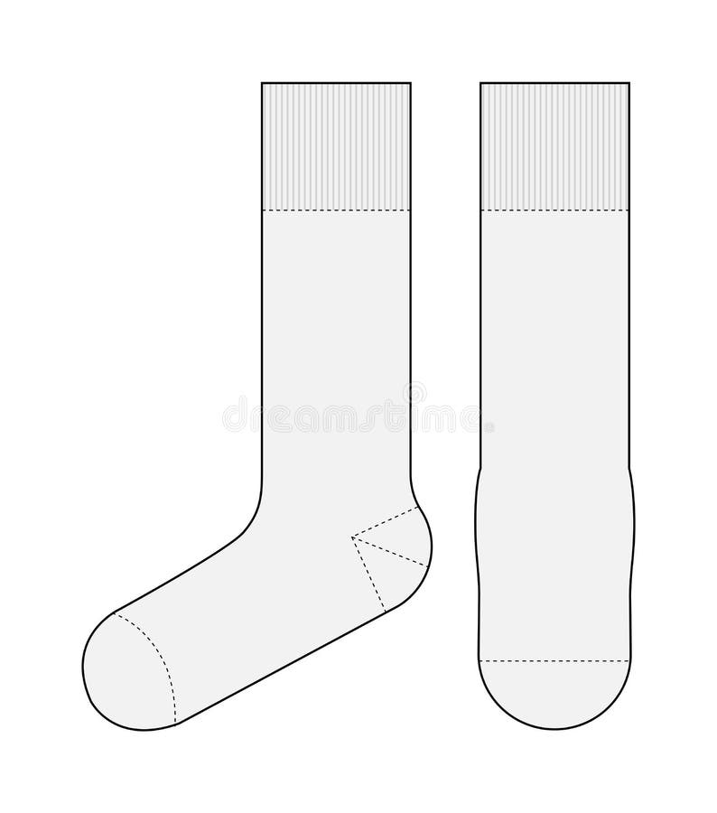 Socks Template Vector Illustration Front & Side View | White Stock ...
