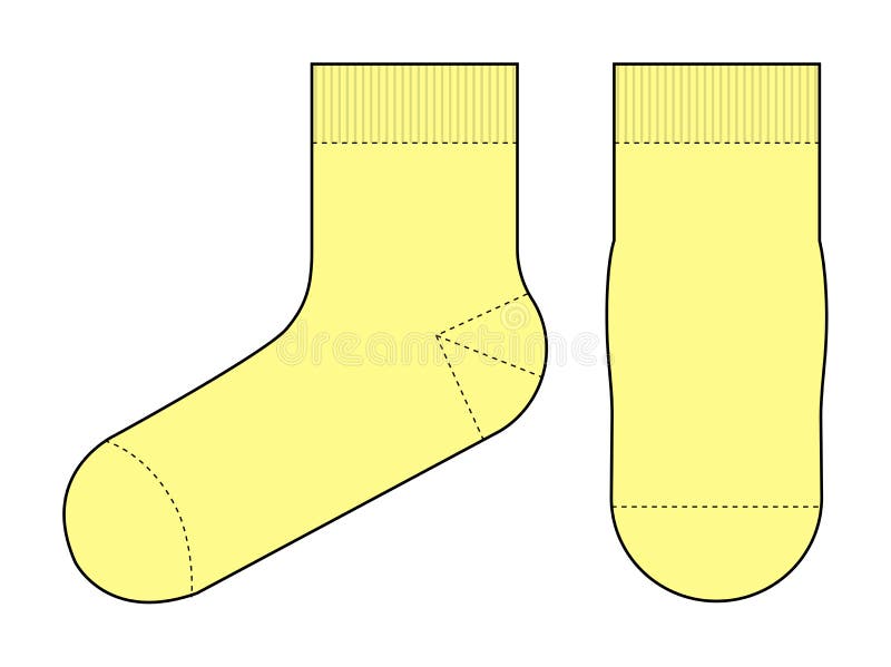 Socks Template Vector Illustration Front & Side View | Yellow Stock ...