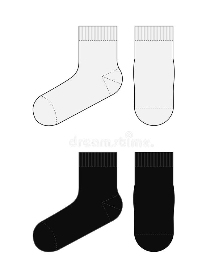 Socks Template Vector Illustration Set Front & Side View Stock Vector ...