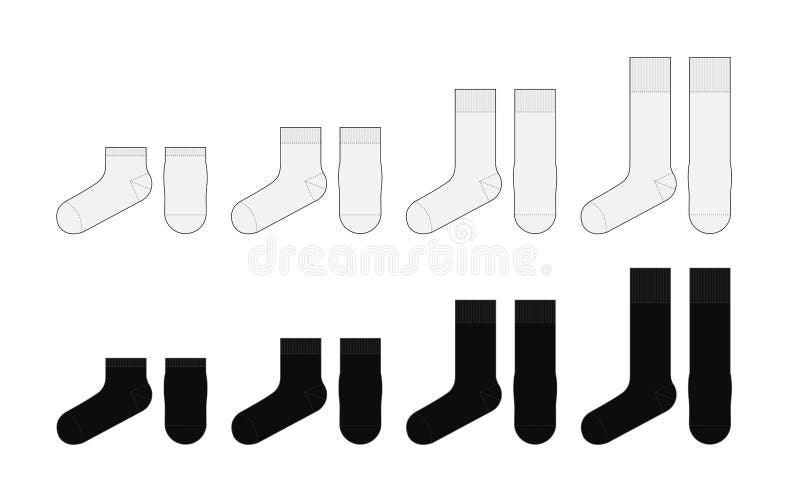 Socks Template Vector Illustration Front & Side View | White Stock ...
