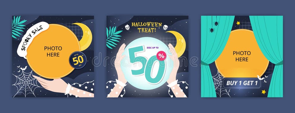Social Media Template with Halloween Theme Stock Vector - Illustration ...
