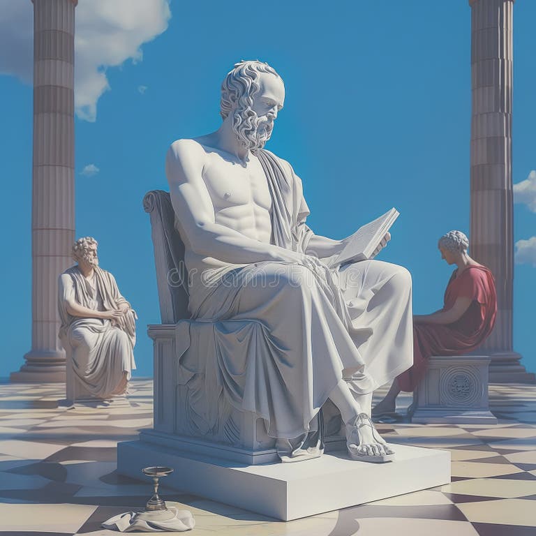Socrates, Ancient Greek Philosopher, Sits in Contemplation, Surrounded ...