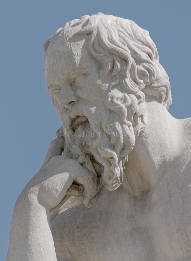 Socrates the Ancient Greek Philosopher Marble Portrait on Blue Sky ...