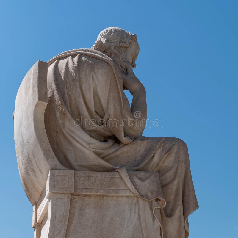 Socrates in Deep Thought, the Greek Philosopher Marble Statue and Clear ...