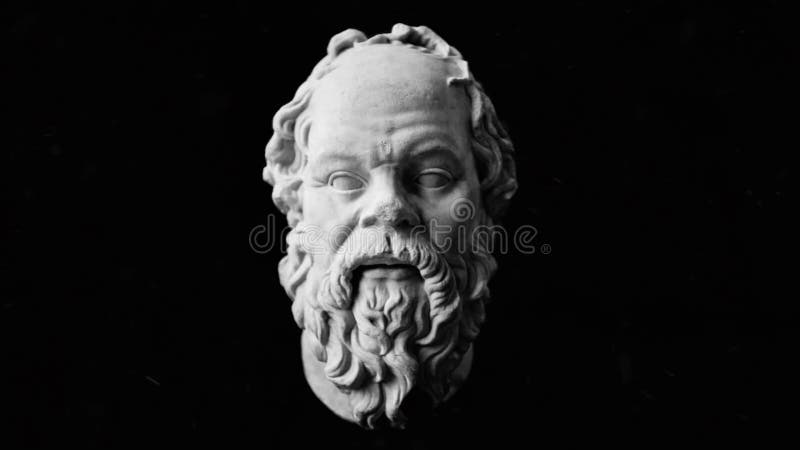 Socrates Head Sculpture Rotate Slow on a Black Background Stock Video ...