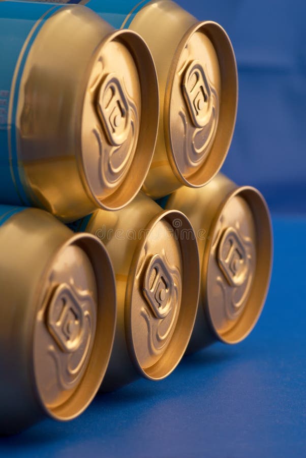 Soda (beer) cans pyramid stock photo. Image of drip, blue - 8943896