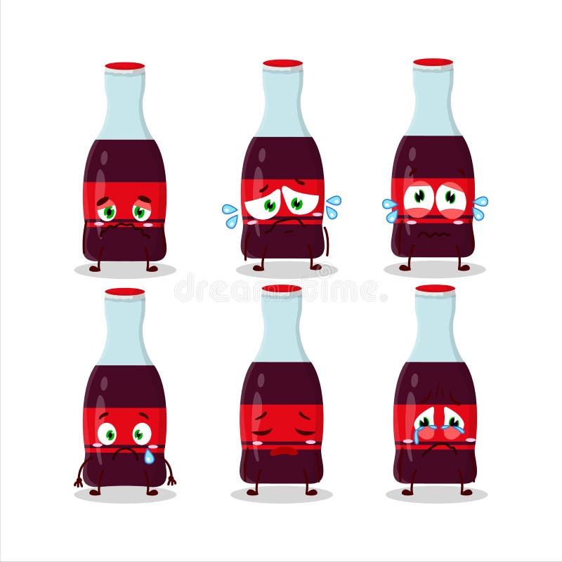 Soda Bottle Cartoon Character with Sad Expression Stock Vector ...