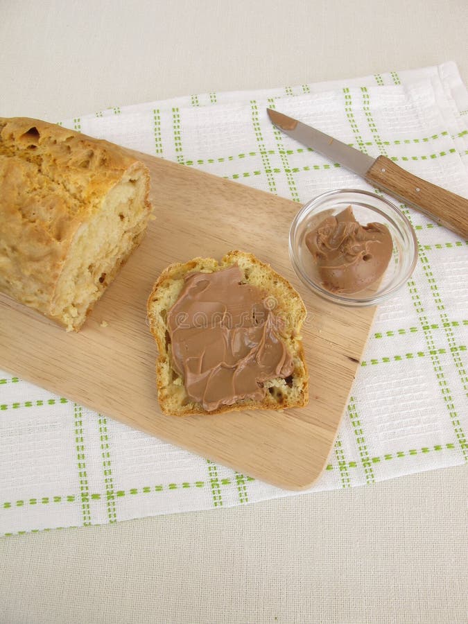 Soda Bread and Chocolate-nuts Spread Stock Photo - Image of breakfast ...