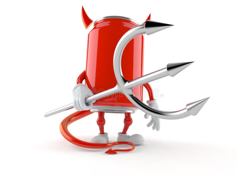 Soda Can Character with Devil Horns and Pitchfork Stock Illustration ...