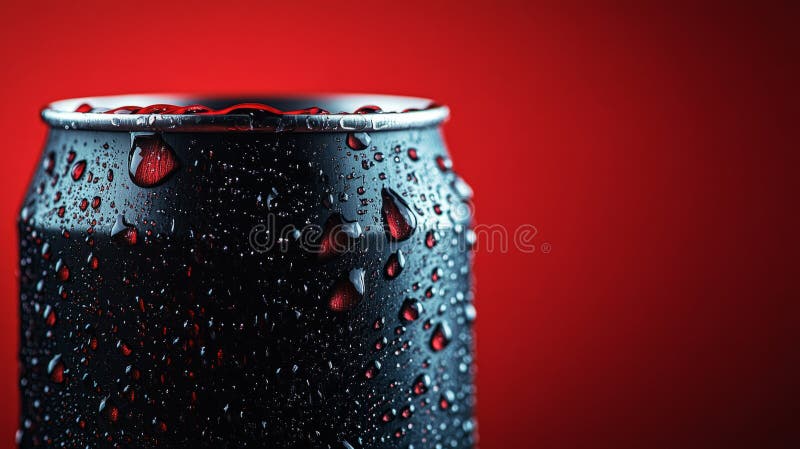 Soda Can with Condensation on Red Background. Stock Photo - Image of ...