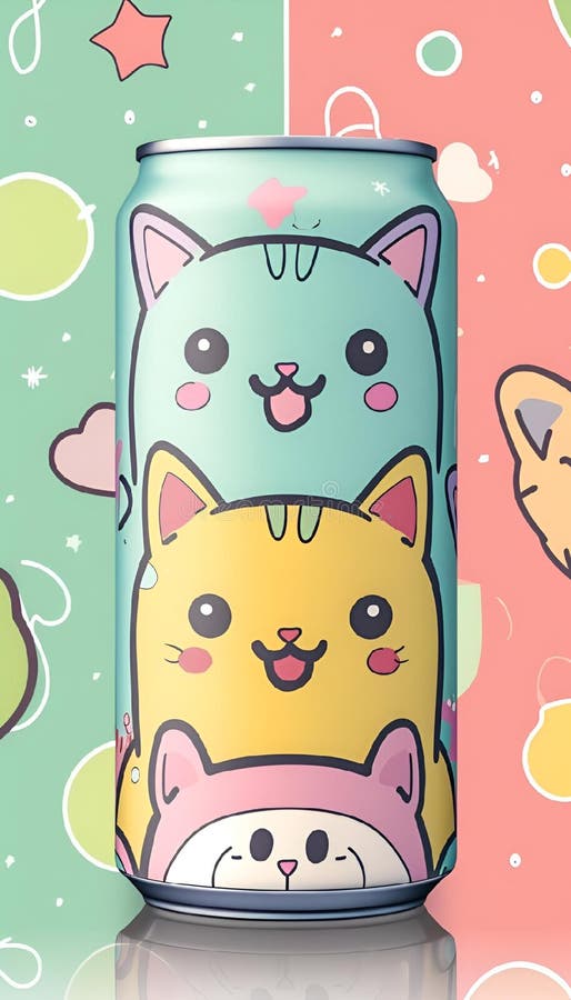 A Soda Can with an Image of Cats and Dogs on it Stock Illustration ...