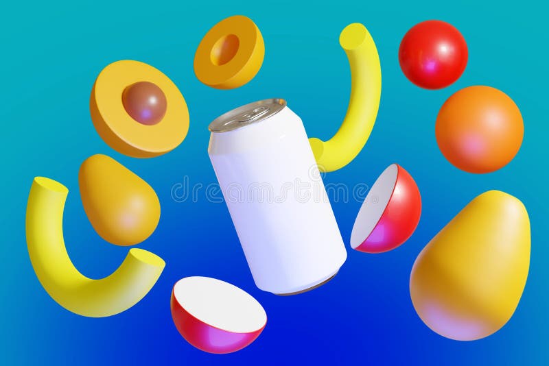 Soda Can between Three-dimensional Shapes. 3d Illustration Stock ...