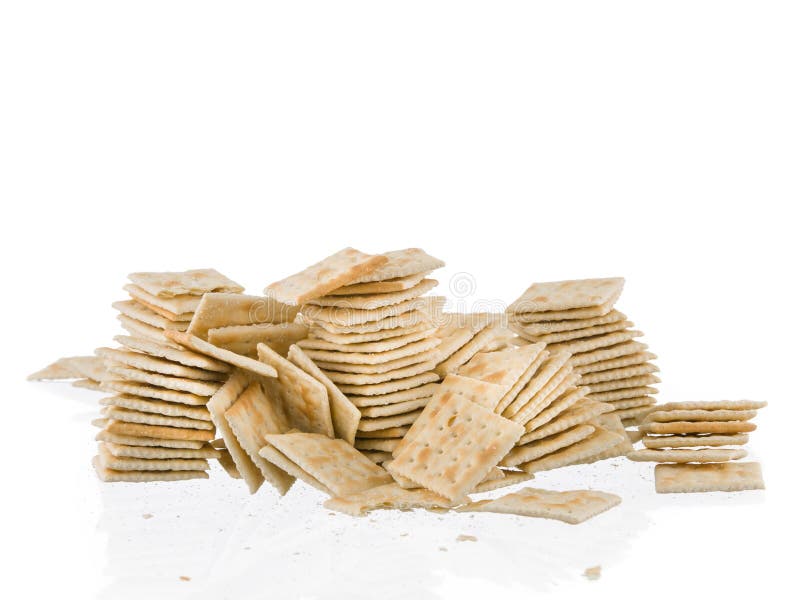 Soda Crackers Stacks Fallen Mess on White Stock Photo - Image of food ...