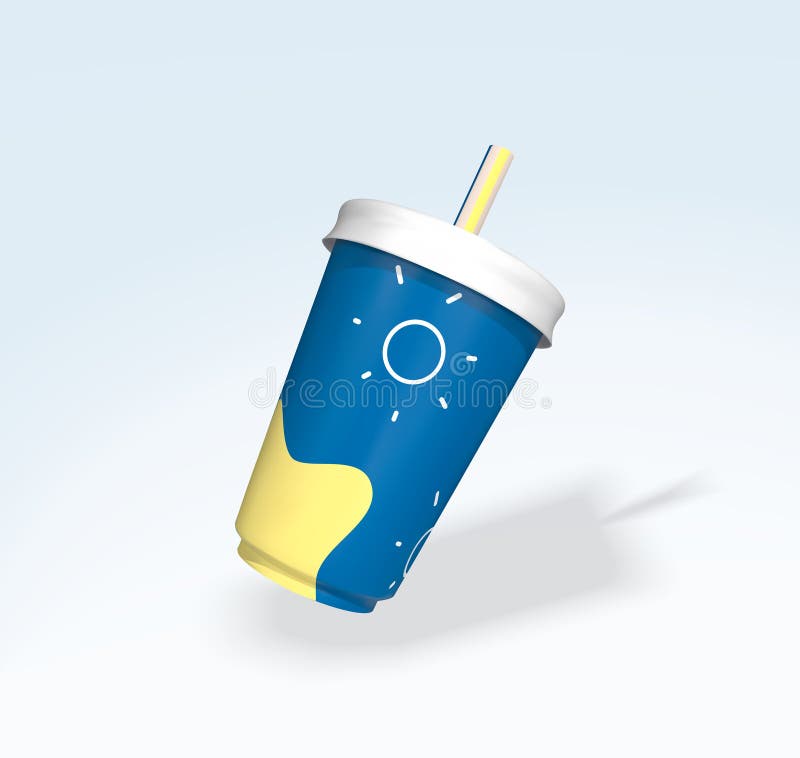 Soda Drink in Blue Disposable Cup with Straw Isolated Vector 3d ...