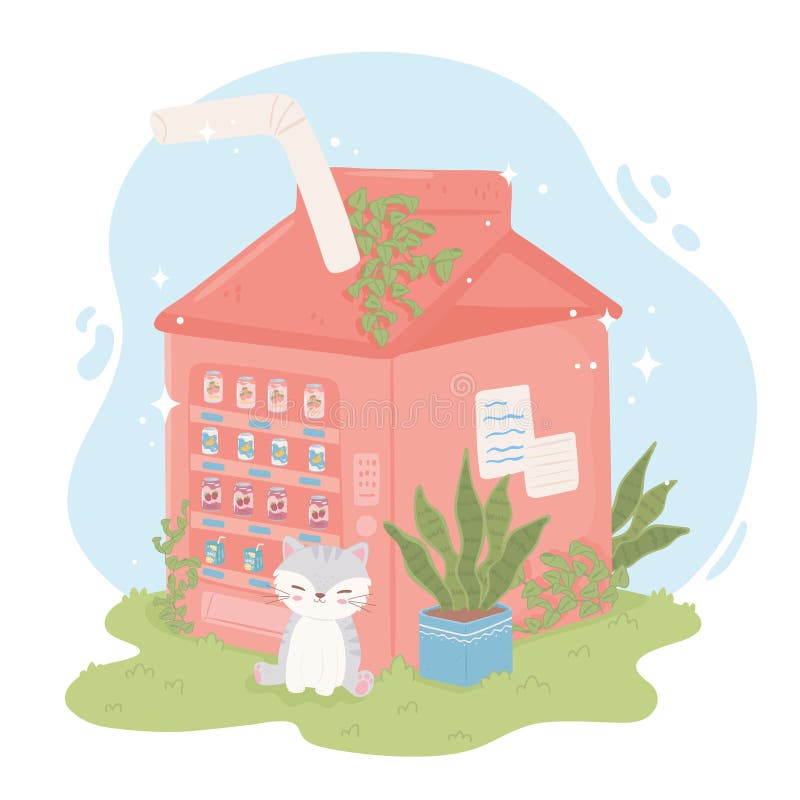 Soda with cute cat stock vector. Illustration of food - 220299031