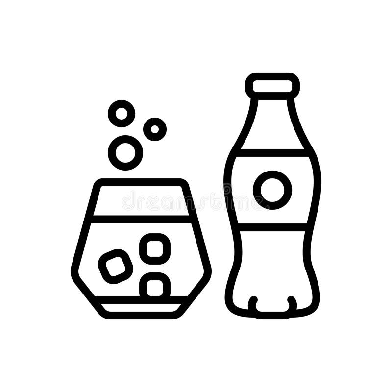 Black Line Icon for Soda, Beverage and Water Stock Illustration ...