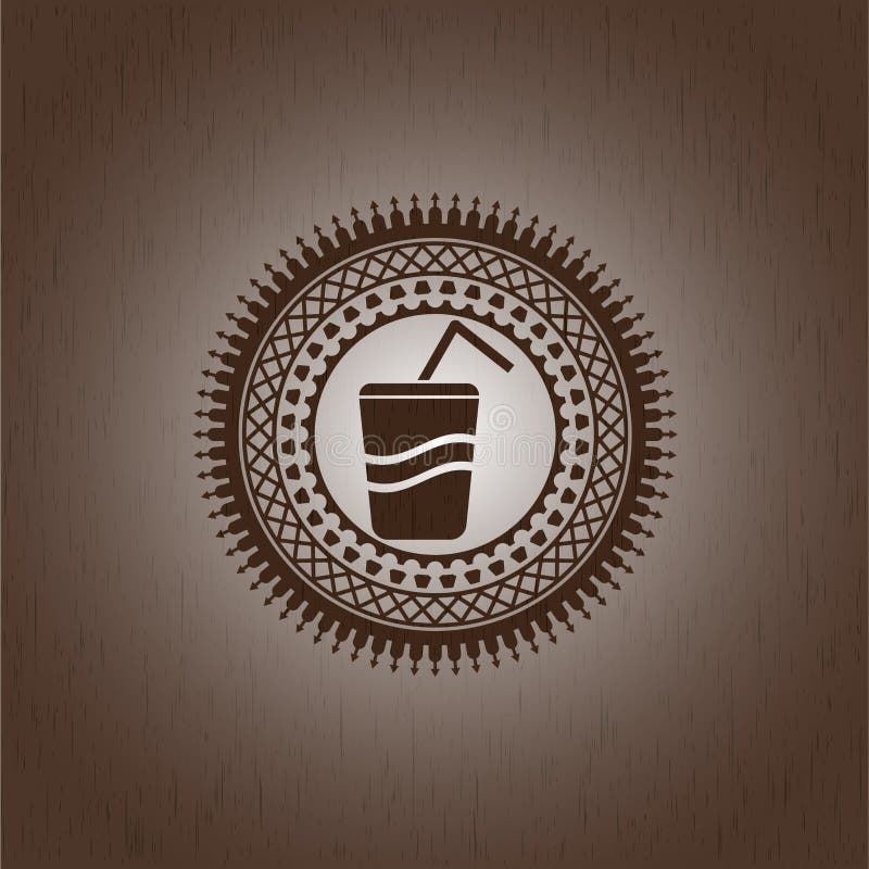 Soda Icon Inside Realistic Wooden Emblem Stock Vector - Illustration of ...