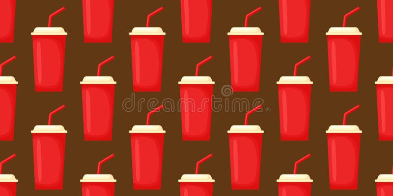 Soda Paper Cup Seamless Pattern. Cool Drink Concept Icon Stock Vector ...
