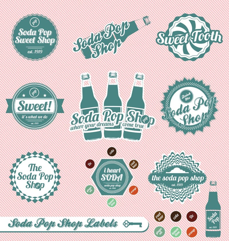 Soda Pop Labels and Stickers Stock Vector - Illustration of retro ...