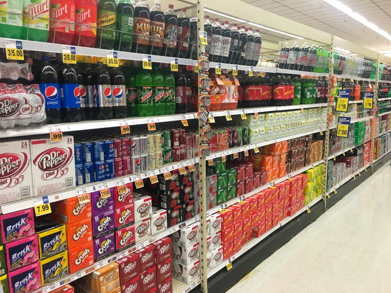 Soda Pop Selection at Grocery Store Editorial Photo - Image of ...