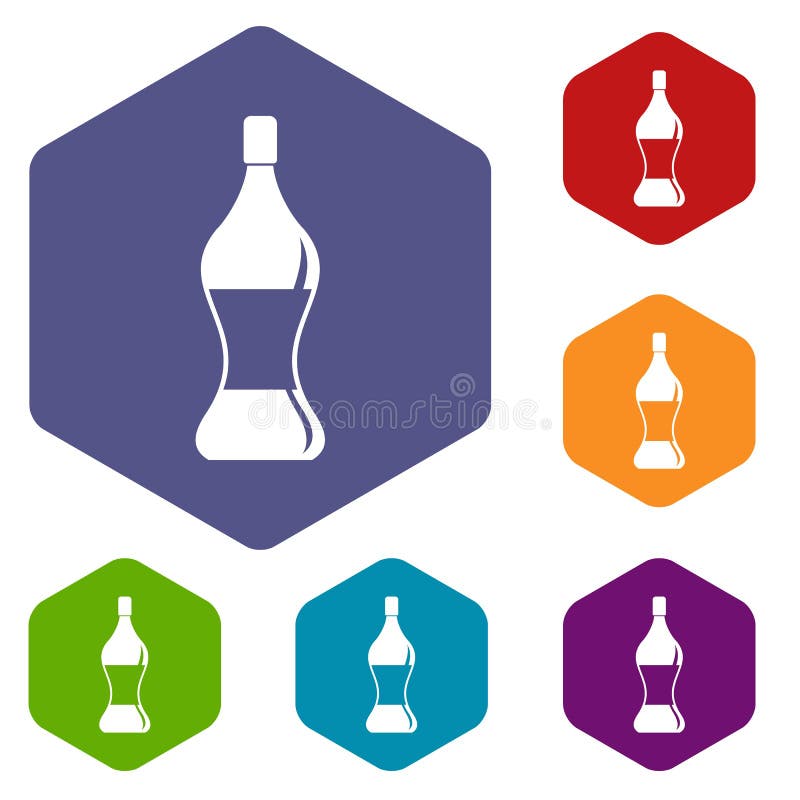 Soda Water Icons Set Hexagon Stock Vector - Illustration of cold, soda ...