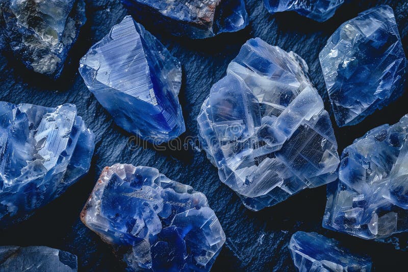 Sodalite Crystals Geode Close Up on Black Background, Esoteric Blue ...