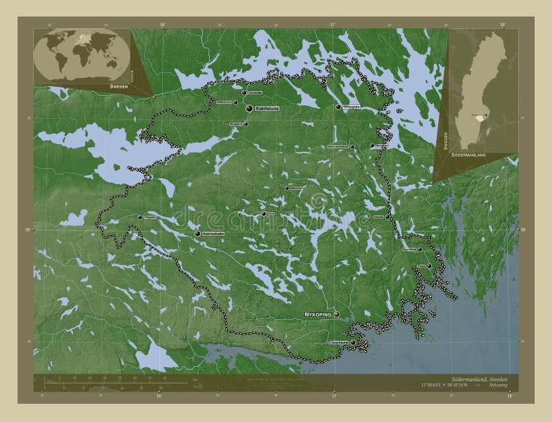 Sodermanland, Sweden. Wiki. Labelled Points of Cities Stock ...