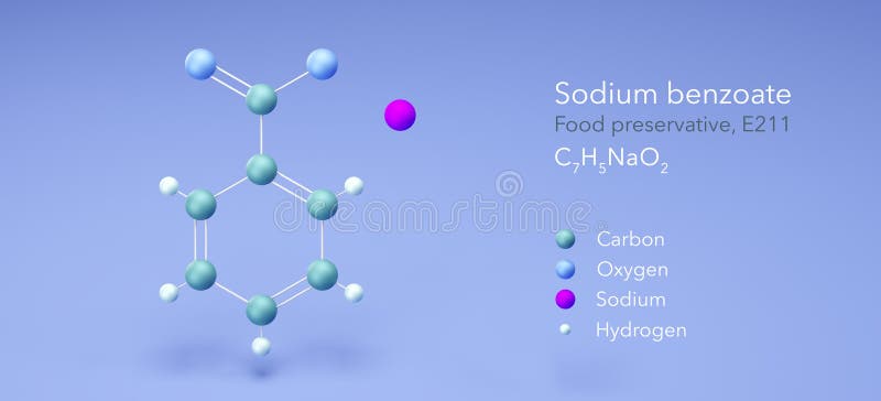 Sodium Benzoate Molecule, Molecular Structures, Food Preservative E211 ...