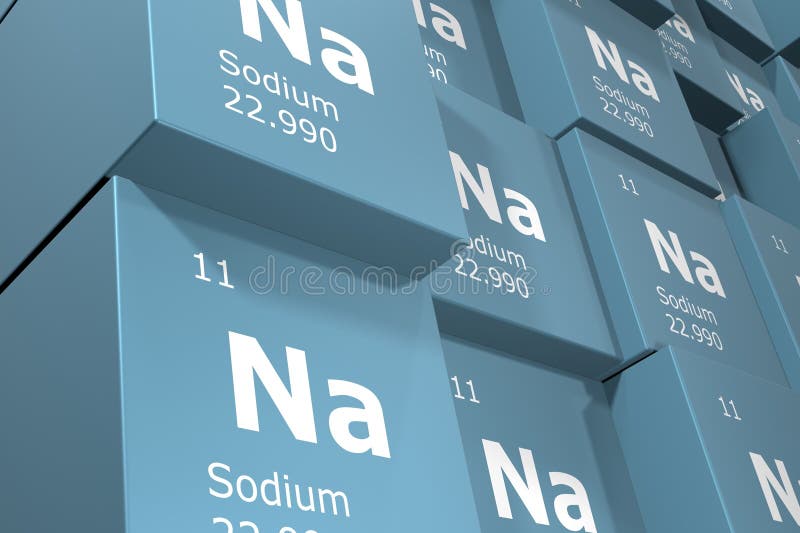 Sodium, 3D Rendering Background of Cubes of Symbols of the Elements of ...