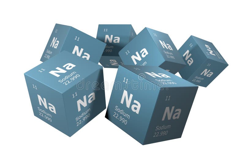 Sodium, 3D Rendering of Symbols of the Elements of the Periodic Table ...