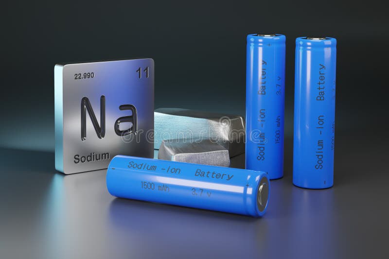Sodium - Ion Batteries , Metallic Sodium and Element Symbol. 3d ...