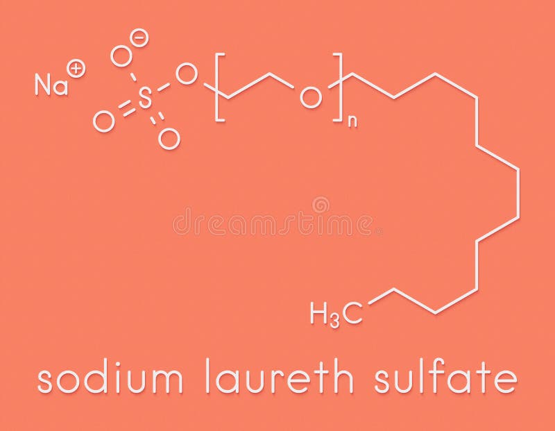 Sodium Laureth Sulphate Detergent Molecule. Used in Cosmetics, Soaps ...