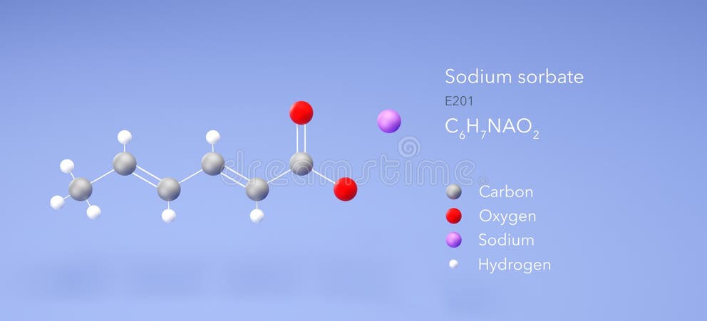 Sodium Sorbate Molecule, Molecular Structures, Food Preservative E201 ...