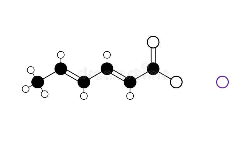 Sodium Sorbate Molecule, Structural Chemical Formula, Ball-and-stick ...