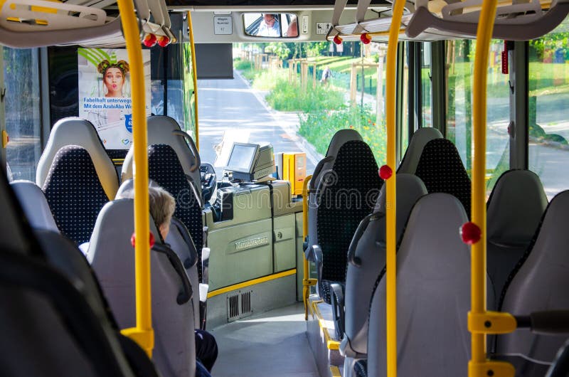 Soest, Germany - August 1, 2019: Inside Mercedes-Benz Bus with ...
