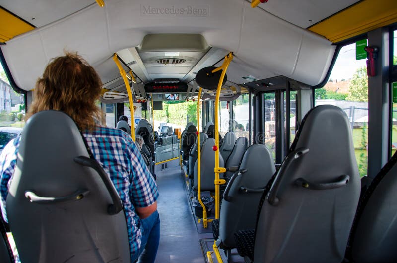 Soest, Germany - August 1, 2019: Inside Mercedes-Benz Bus with ...