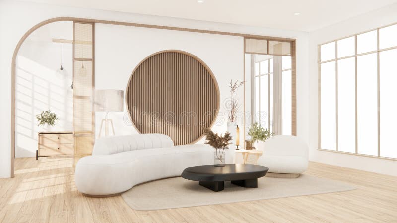 Sofa Armchair Minimalist Design Muji Style.3D Rendering Stock ...