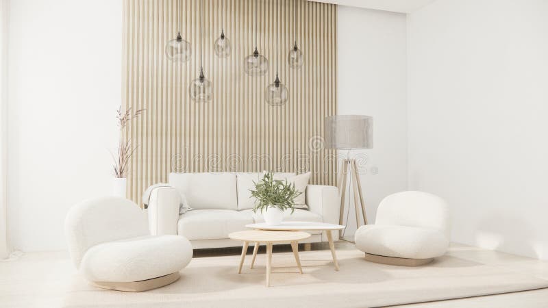 Sofa Armchair Minimalist Design Muji Style.3D Rendering Stock ...